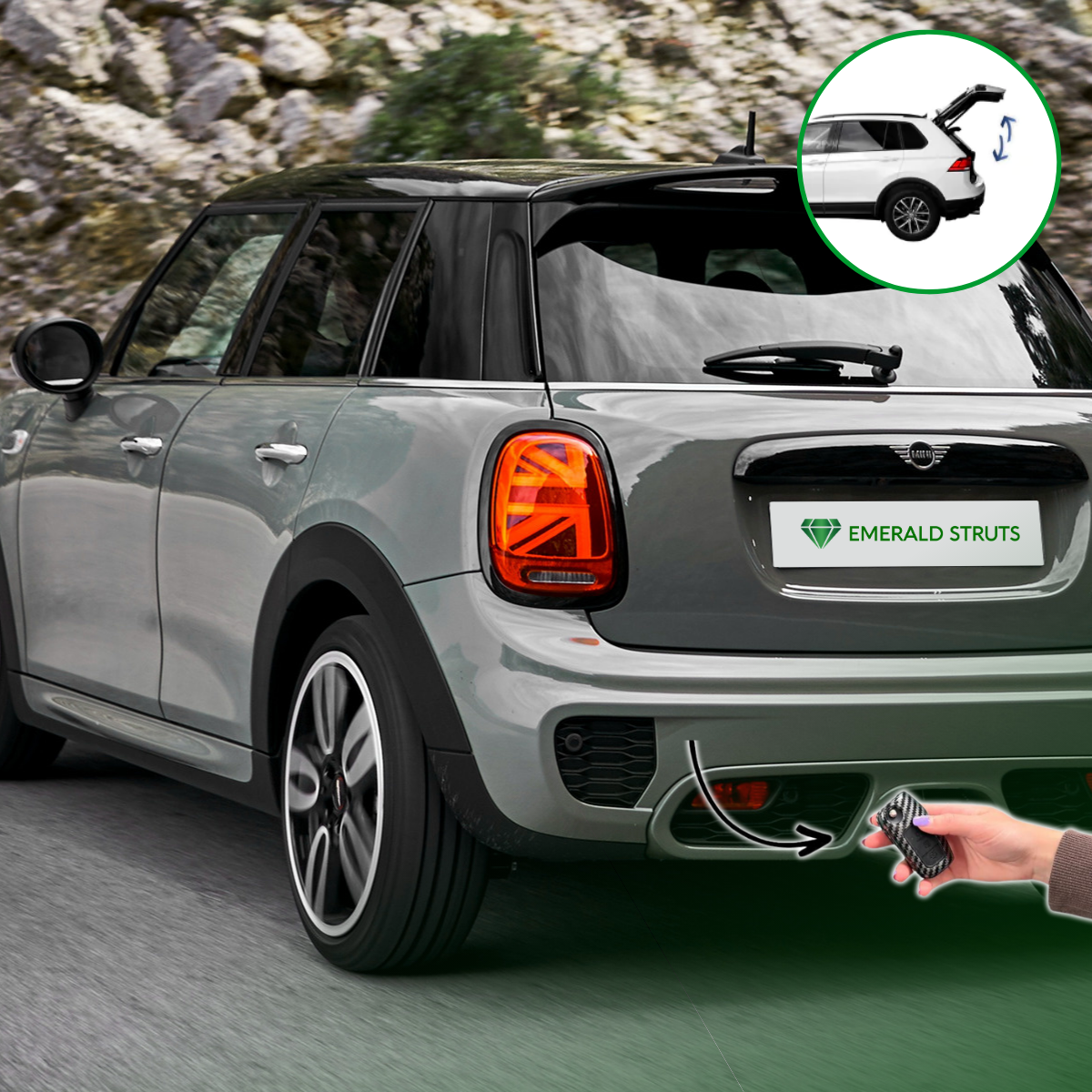 BMW Mini F55 Electric Power Tailgate | Upgrade Your BMW — Emerald Struts